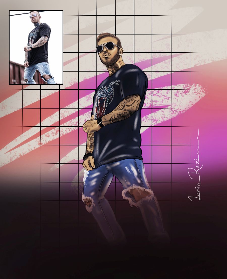 Ανδρικό πορτρέτο Cartoon, καρικατούρα, Γελοιογραφία, Lenia Razi Art