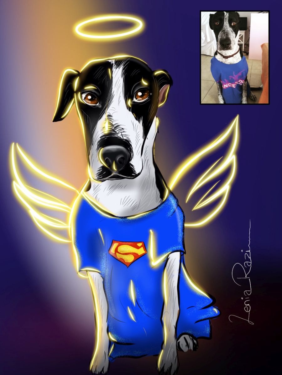 Κατοικίδιο πορτρέτο Cartoon, καρικατούρα, Ζωγραφιά καρτούν, Lenia Razi Art